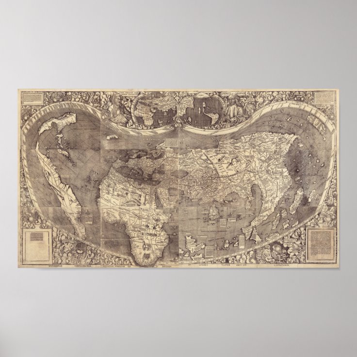 1507 Martin Waldseemuller World Map Poster | Zazzle