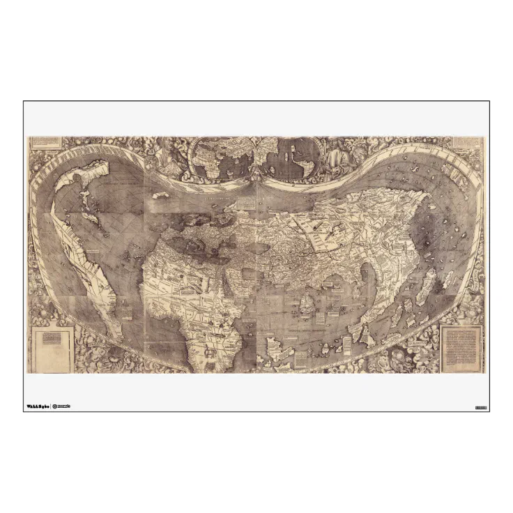 1507 Martin Waldseemuller World Map Wall Decal | Zazzle