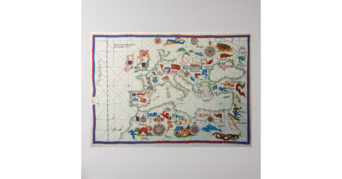 1563 Renaissance Map Europe Poster | Zazzle