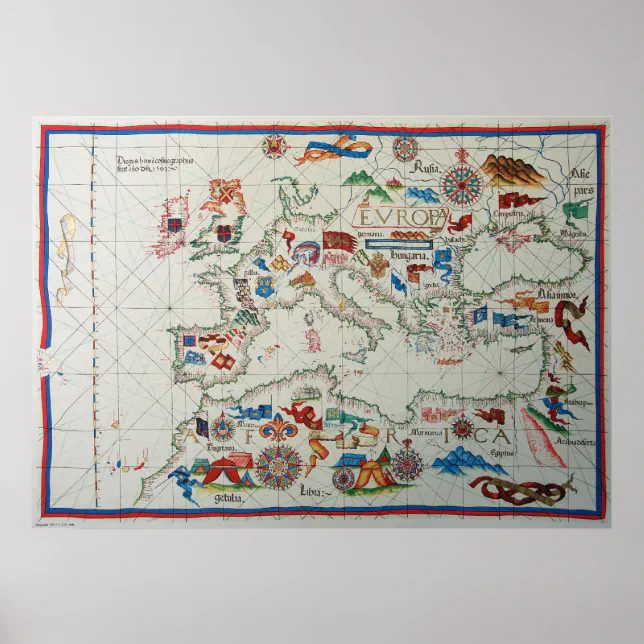 1563 Renaissance Map Europe Poster | Zazzle