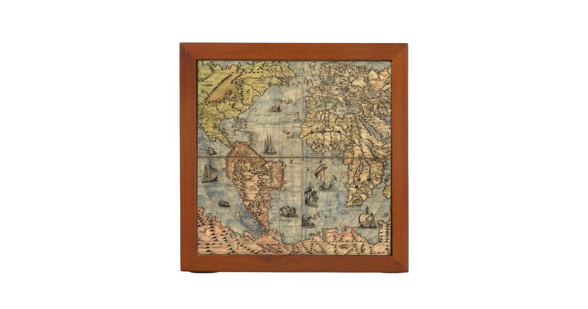 1565 Forlani AntiquevWorld Map Renaissance Pencil Holder | Zazzle