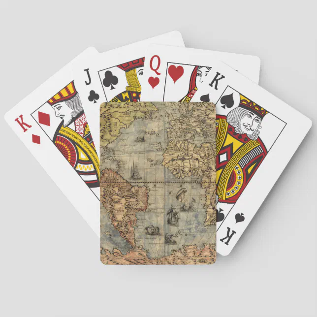 1565 Forlani AntiquevWorld Map Renaissance Poker Cards | Zazzle