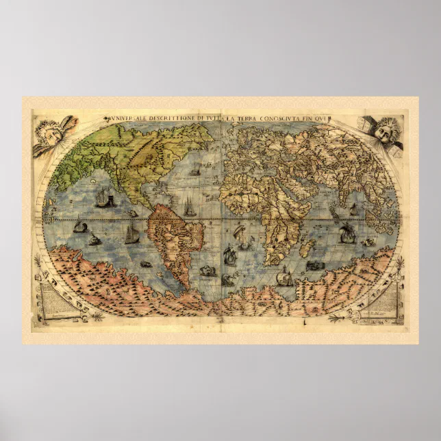 1565 Forlani AntiquevWorld Map Renaissance Poster | Zazzle