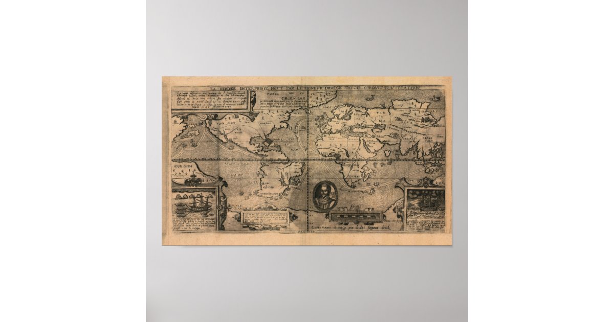 1581 Antique World Map by Nicola van Sype Poster | Zazzle