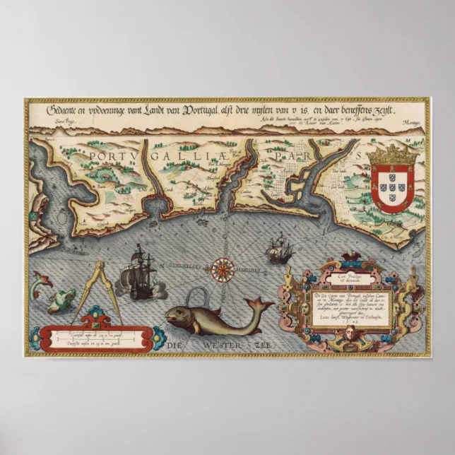 1584 Map of Portugal Poster | Zazzle