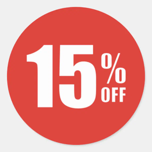 15% Fifteen Percent OFF Discount Sale Sticker | Zazzle