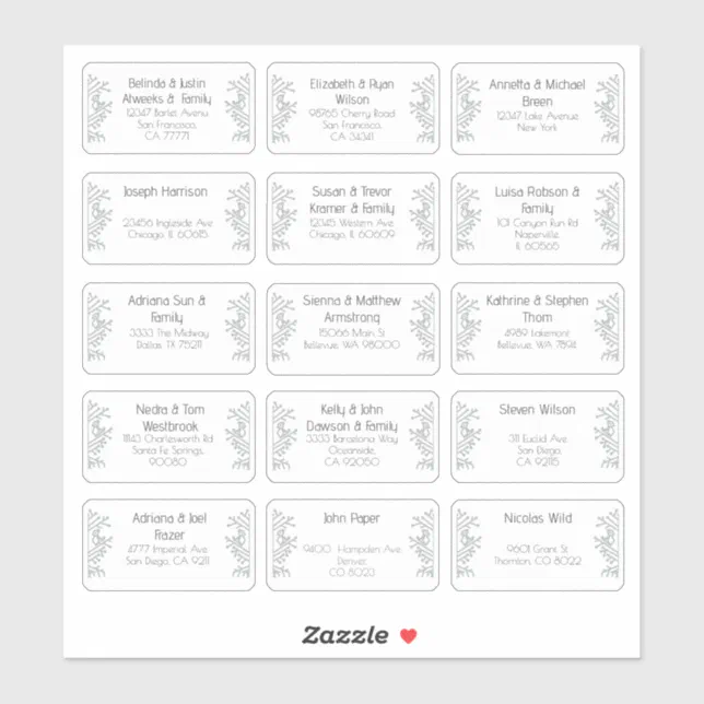 15 Individual Wedding Guest Name Address Sticker | Zazzle