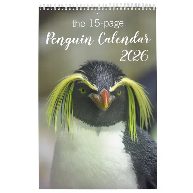 15-Month Penguin Calendar w/ Descriptions 2025-26 | Zazzle