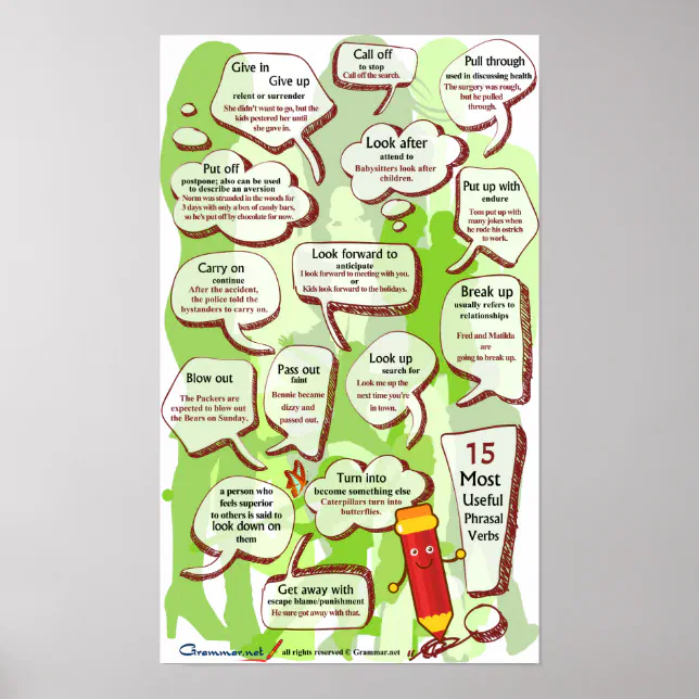 15 Most Useful Phrasal Verbs Poster | Zazzle