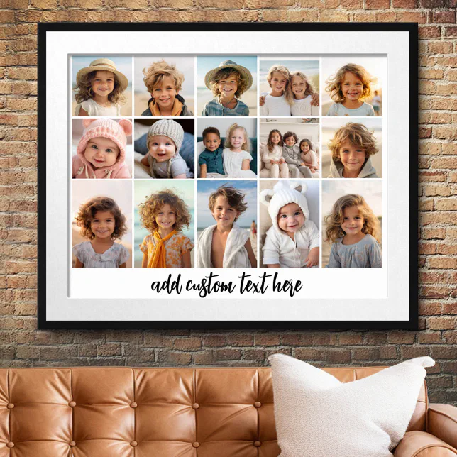 15 Photo Collage Grid - Script Text - black white Poster | Zazzle