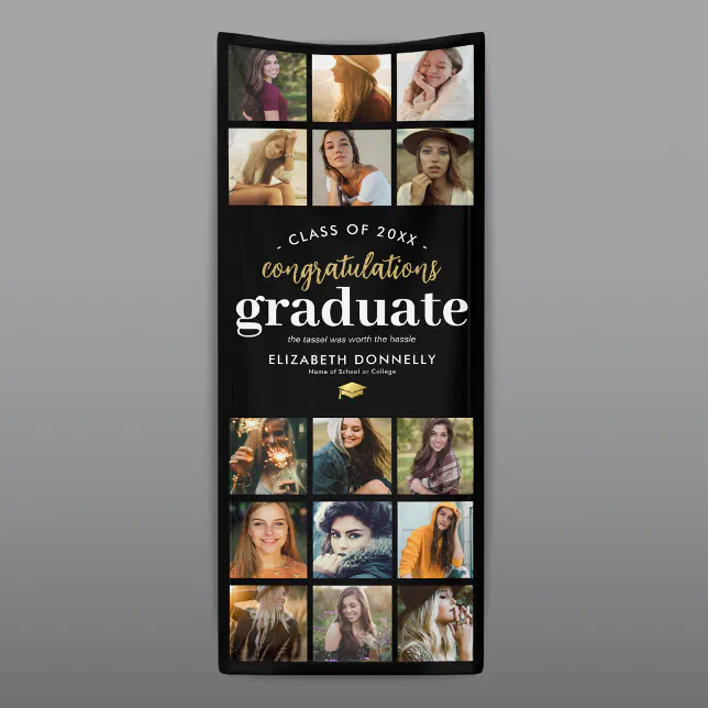 15 Photo Vertical Graduation Party Banner | Zazzle