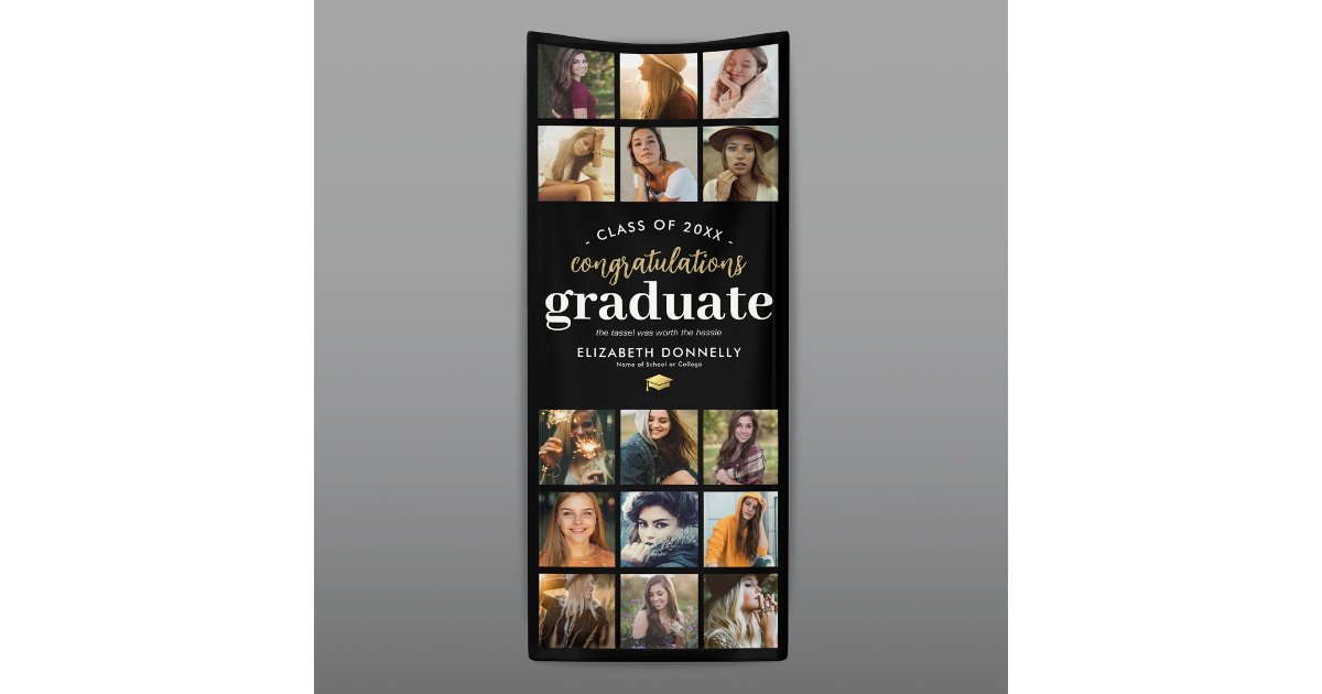 15 Photo Vertical Graduation Party Banner | Zazzle