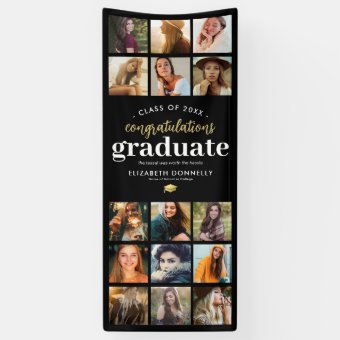 15 Photo Vertical Graduation Party Banner | Zazzle