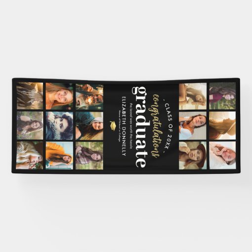 15 Photo Vertical Graduation Party Banner | Zazzle