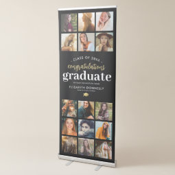 15 Photo Vertical Graduation Party Retractable Banner | Zazzle
