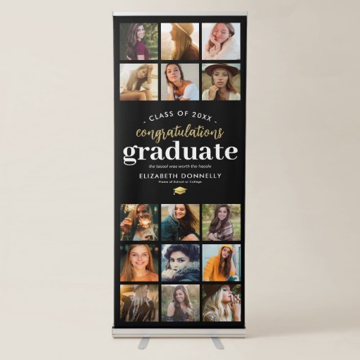 15 Photo Vertical Graduation Party Retractable Banner | Zazzle