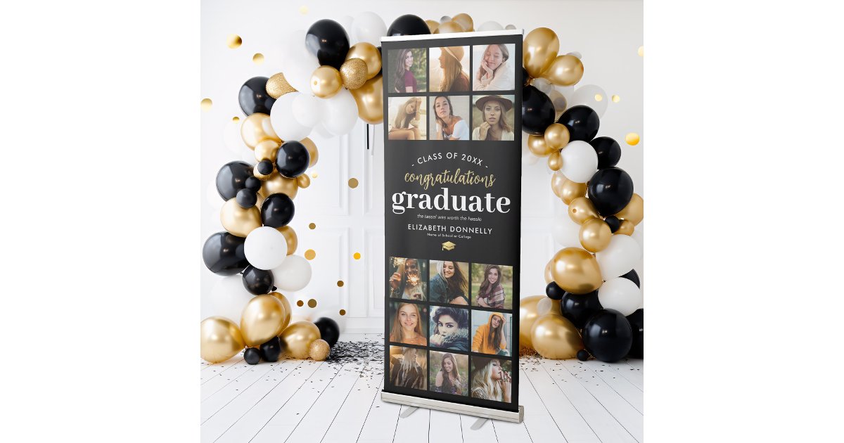 15 Photo Vertical Graduation Party Retractable Banner | Zazzle