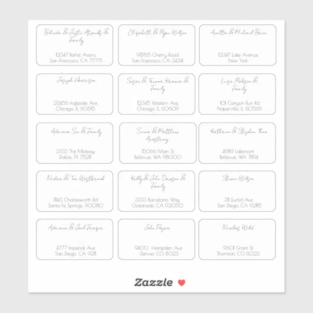 15 Simple Individual Wedding Guest Name Address Sticker | Zazzle