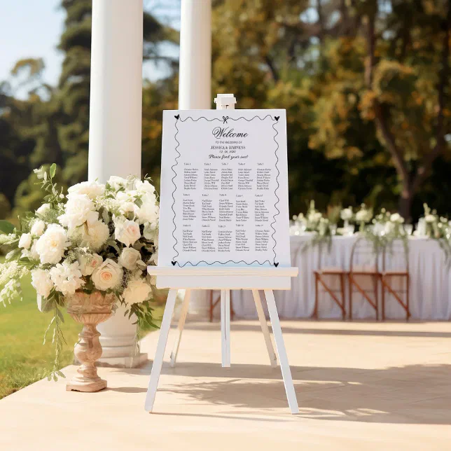 15 Table Hand drawn wedding seating chart Foam Board | Zazzle