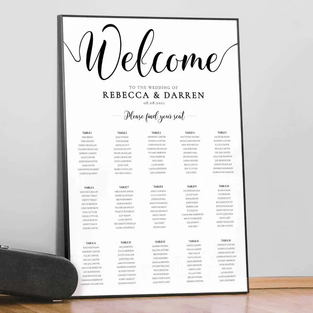 15 Table Wedding Seating chart | Zazzle