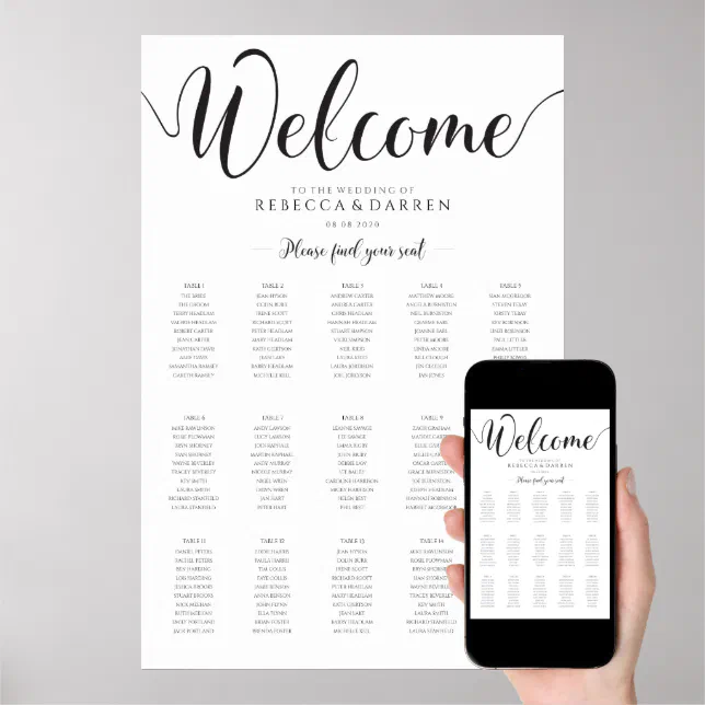 15 Table Wedding Seating chart | Zazzle