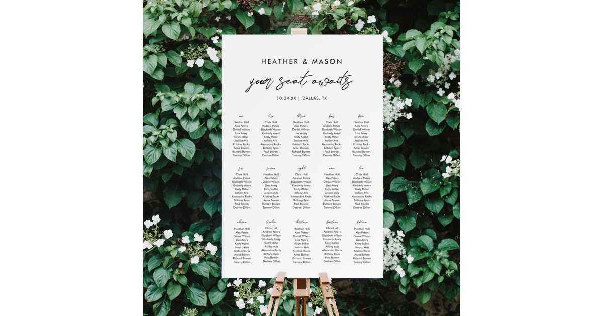15 Tables Your Seat Awaits Wedding Seating Chart Foam Board | Zazzle