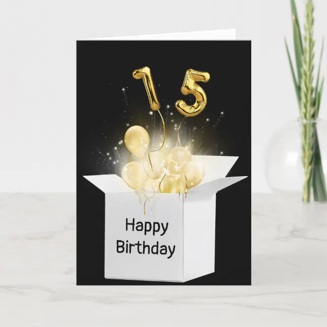 15th Birthday Balloons In White Box Card | Zazzle
