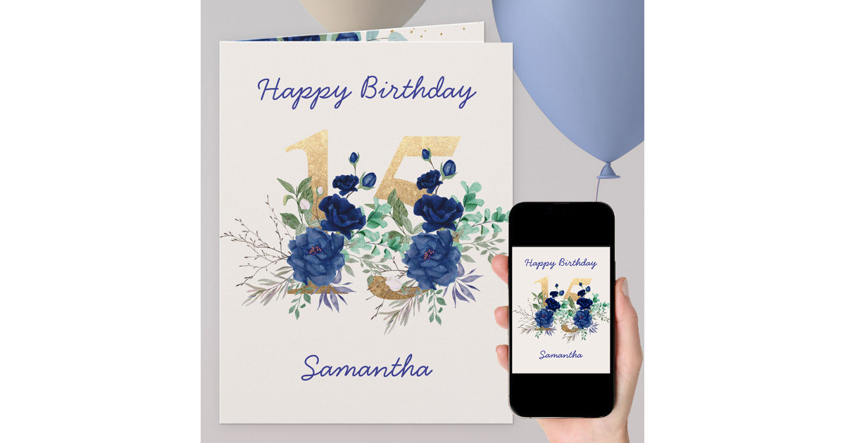 15th Birthday Floral Number 15 Personalized Card | Zazzle