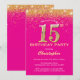 15th Birthday Hot Pink and Gold Glitter Confetti Invitation | Zazzle