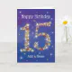 15th Birthday - Number 15 in Stars - Blue - Age 15 Card | Zazzle