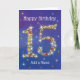 15th Birthday - Number 15 in Stars - Blue - Age 15 Card | Zazzle
