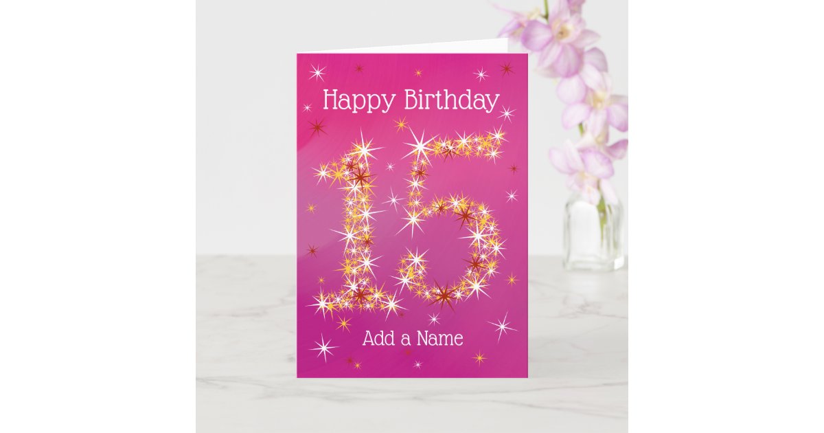 15th Birthday - Number 15 in Stars - Pink - Age 15 Card | Zazzle