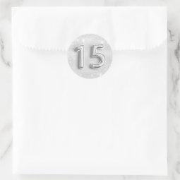 15th birthday silver glitter dust number 15 classic round sticker | Zazzle