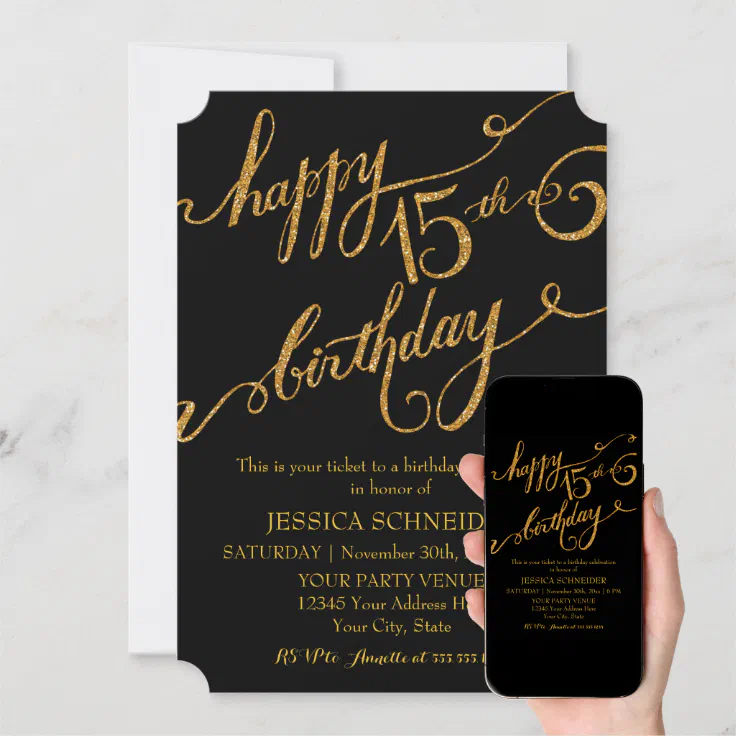 15th, Fifteenth Birthday Party Celebration Invitation | Zazzle