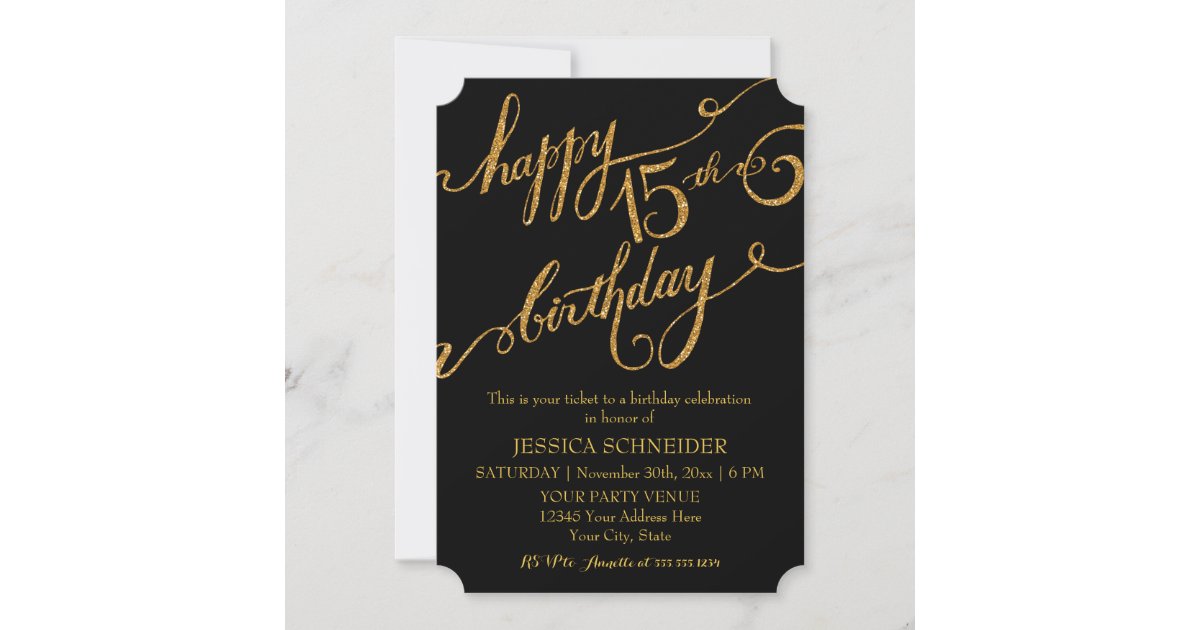 15th, Fifteenth Birthday Party Celebration Invitation | Zazzle