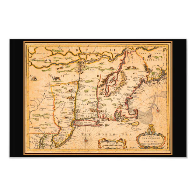 1600s New England Map Native American Settlements Photo Print | Zazzle