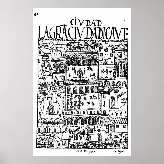 1616 Drawing of Cusco, Peru Poster | Zazzle.com