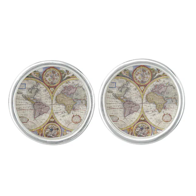 1626 Vintage World Map Cufflinks | Zazzle