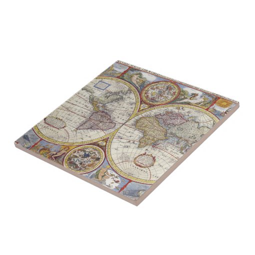 1626 Vintage World Map Tile | Zazzle