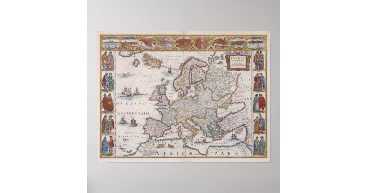1630 Map of Europe Poster | Zazzle