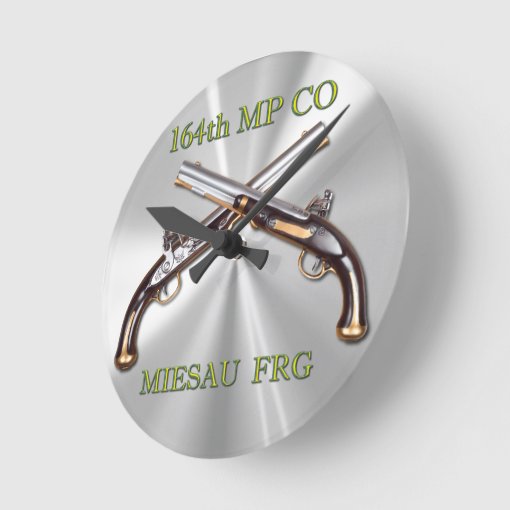 164th MP Company Badge and Crossed Pistols Round Clock | Zazzle