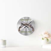 164th MP Company Badge and Crossed Pistols Round Clock | Zazzle