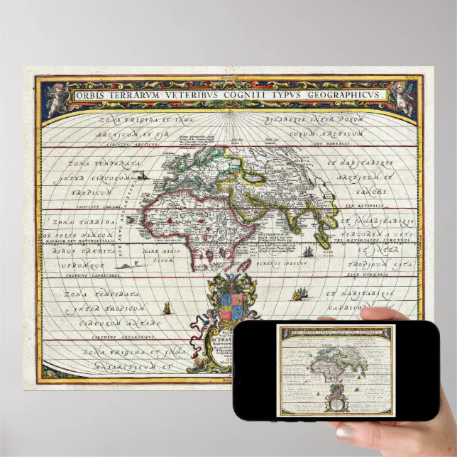 1650 Jansson Map of the Ancient World Poster | Zazzle