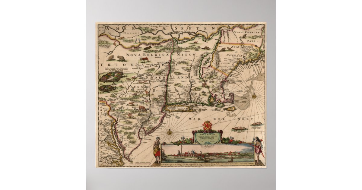 1683 Map of the Colonies Poster | Zazzle