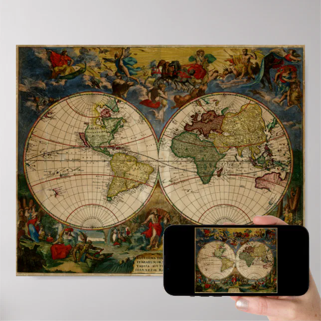 1683 Renaissance World Map Poster | Zazzle