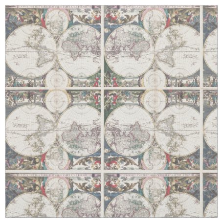 Old World Map Fabric | Zazzle
