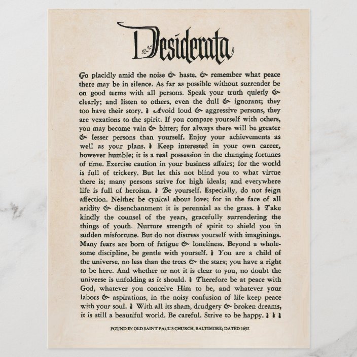 1692 Desiderata - Parchment look paper, 25 sheets | Zazzle.com