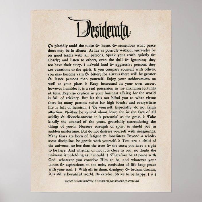 1692 - Desiderata Poster | Zazzle.com