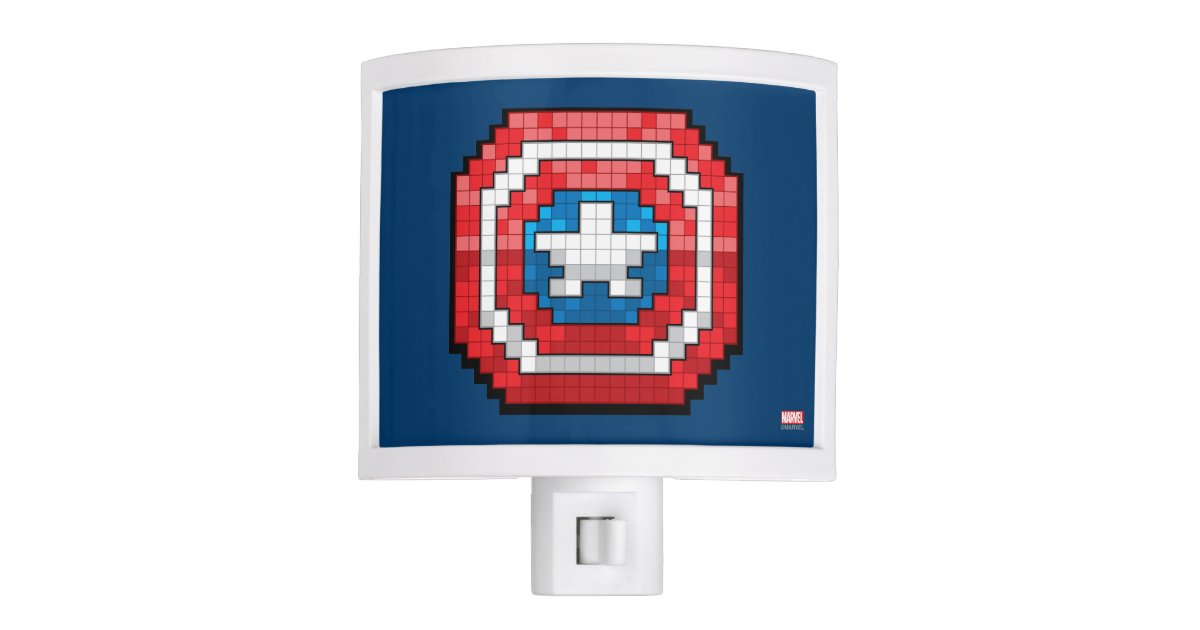 16-Bit Pixelated Captain America Shield Night Light | Zazzle