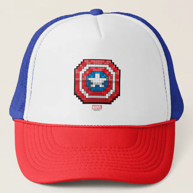 16-Bit Pixelated Captain America Shield Trucker Hat | Zazzle